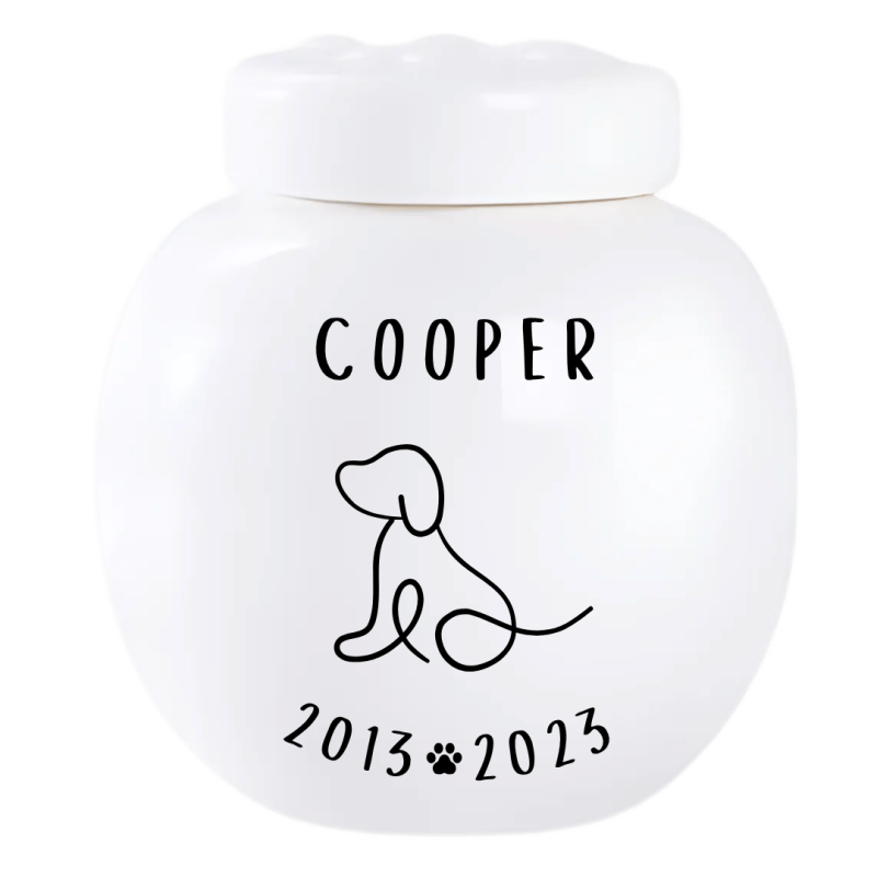 Personalised Ceramic Dog Urn with Minimalist Design