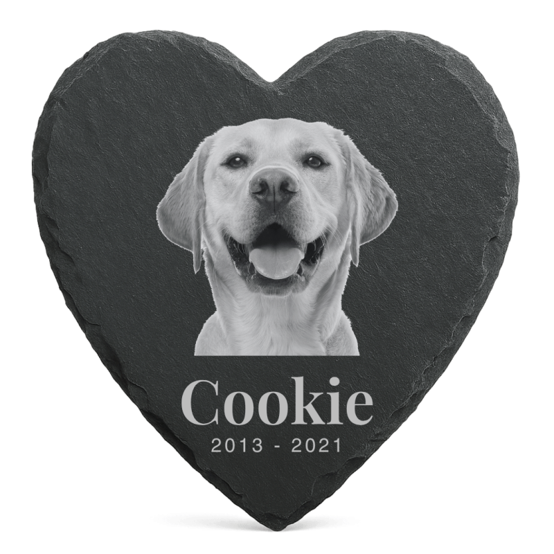 Heart Slate Dog Grave Marker – Photo, Name & Dates