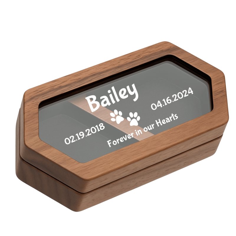 Personalised Dog Fur Keepsake Box – Wooden with Mini Paw Prints ...